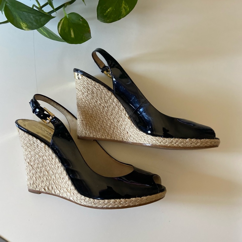 Michael Michael Kors Patent Leather Wedge Sandals - Gem